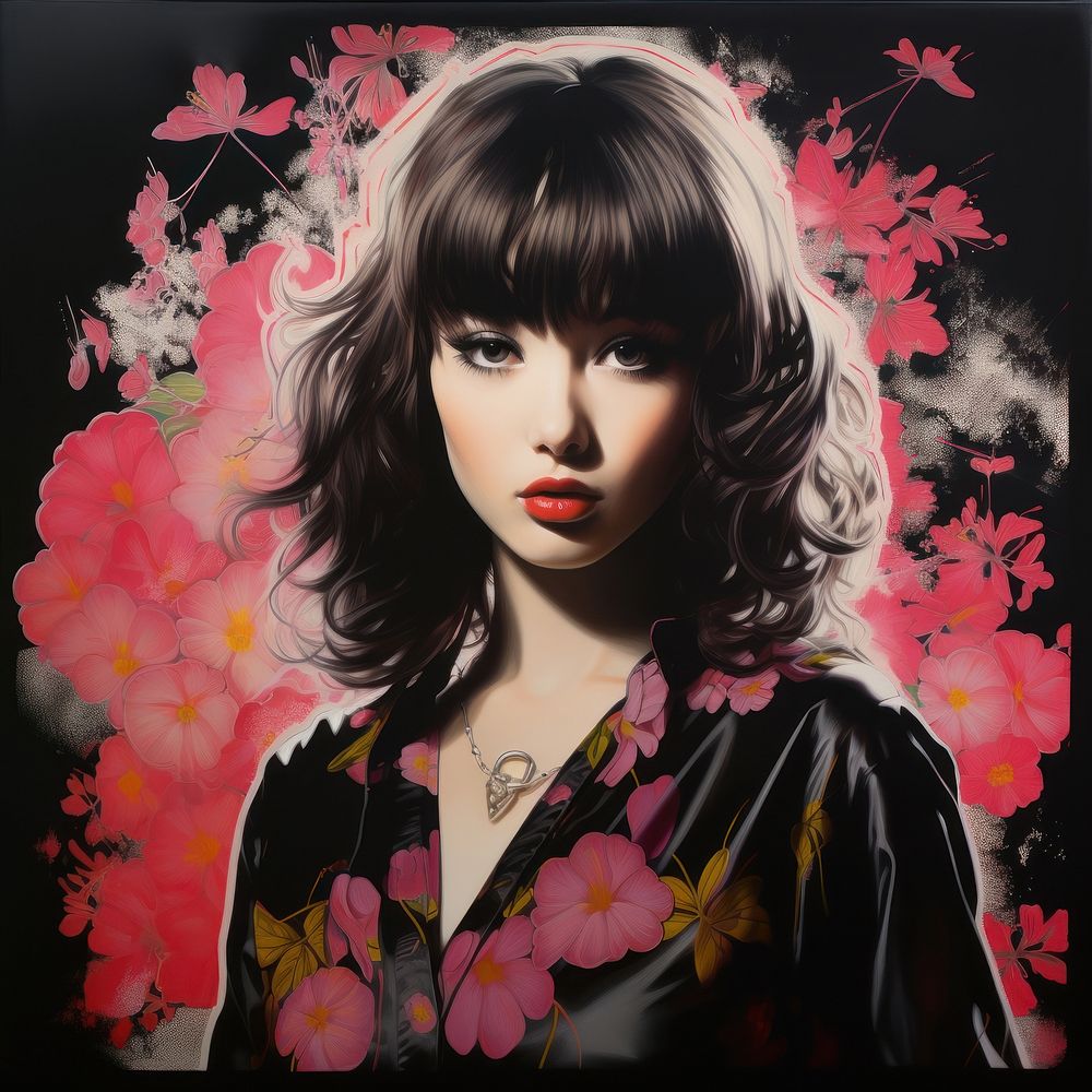 Sakura art portrait painting. | Free Photo Illustration - rawpixel