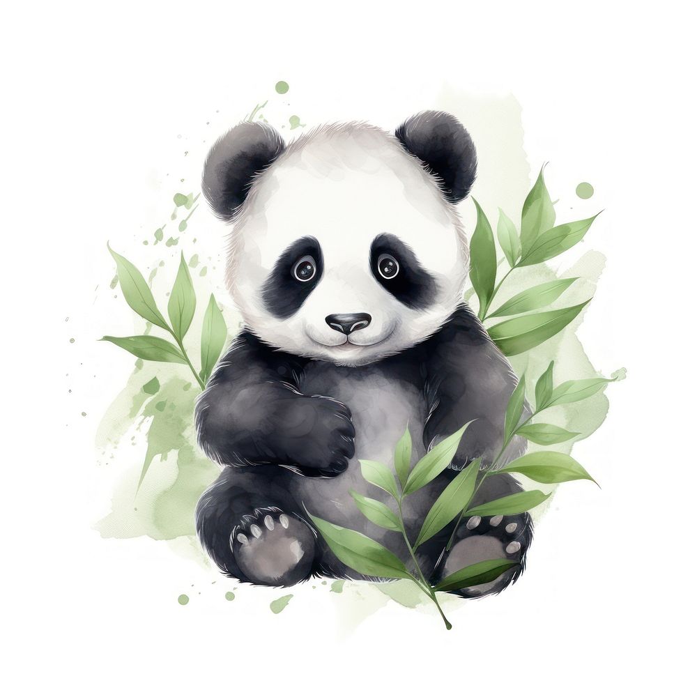 Panda hugging bamboo animal wildlife | Free Photo Illustration - rawpixel