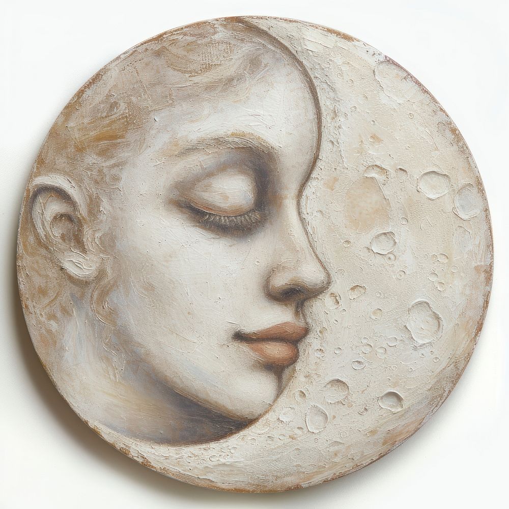 Calm French Celestial moon face | Premium Photo Illustration - rawpixel