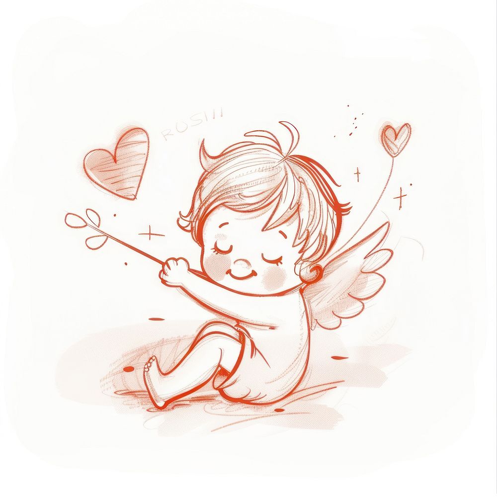 Cupid style frayed chalk doodle | Free Photo Illustration - rawpixel