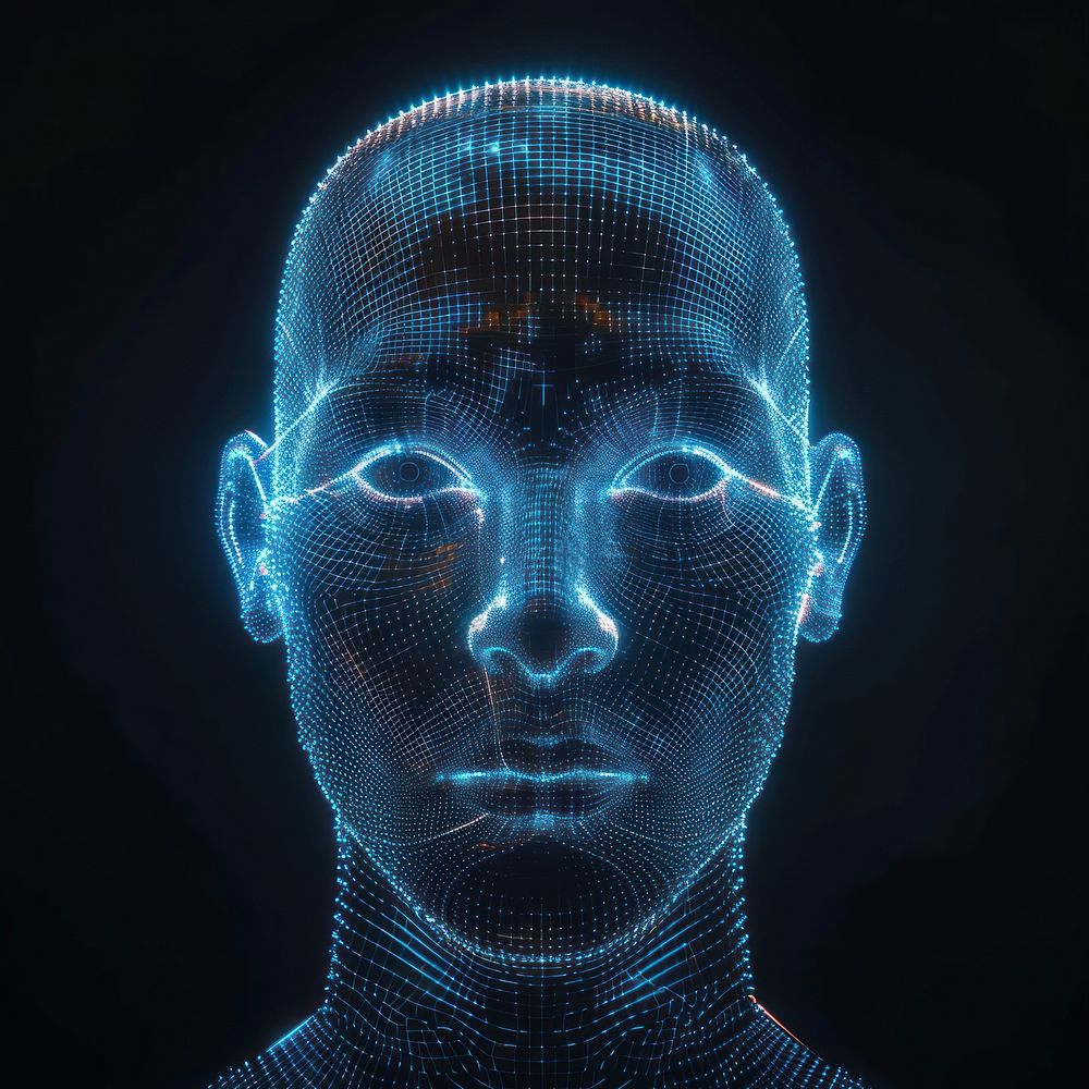 Glowing wireframe human head futuristic | Premium Photo Illustration ...