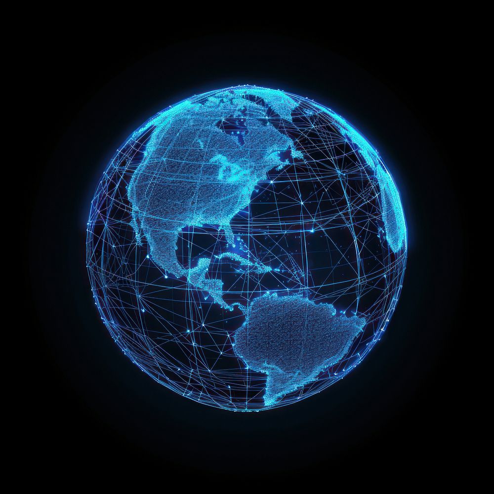 Glowing wireframe earth futuristic planet | Premium Photo Illustration ...