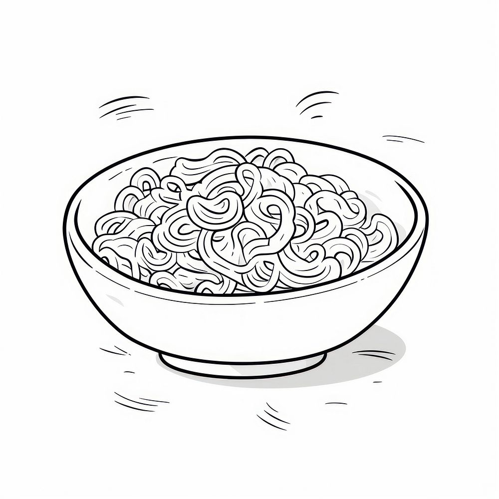 Pasta outline sketch drawing bowl | Free Photo Illustration - rawpixel