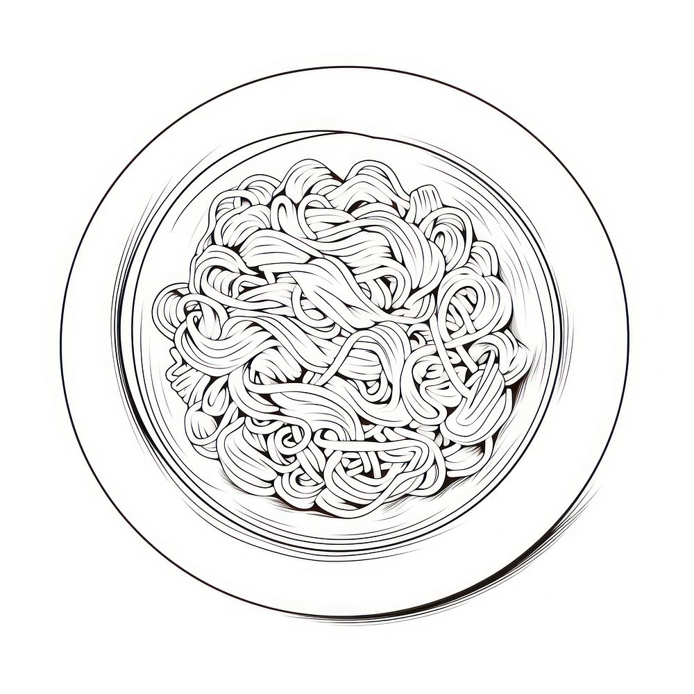 Pasta outline sketch drawing plate | Premium Photo Illustration - rawpixel