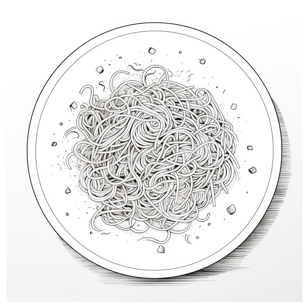Spaghetti outline sketch plate food | Free Photo Illustration - rawpixel