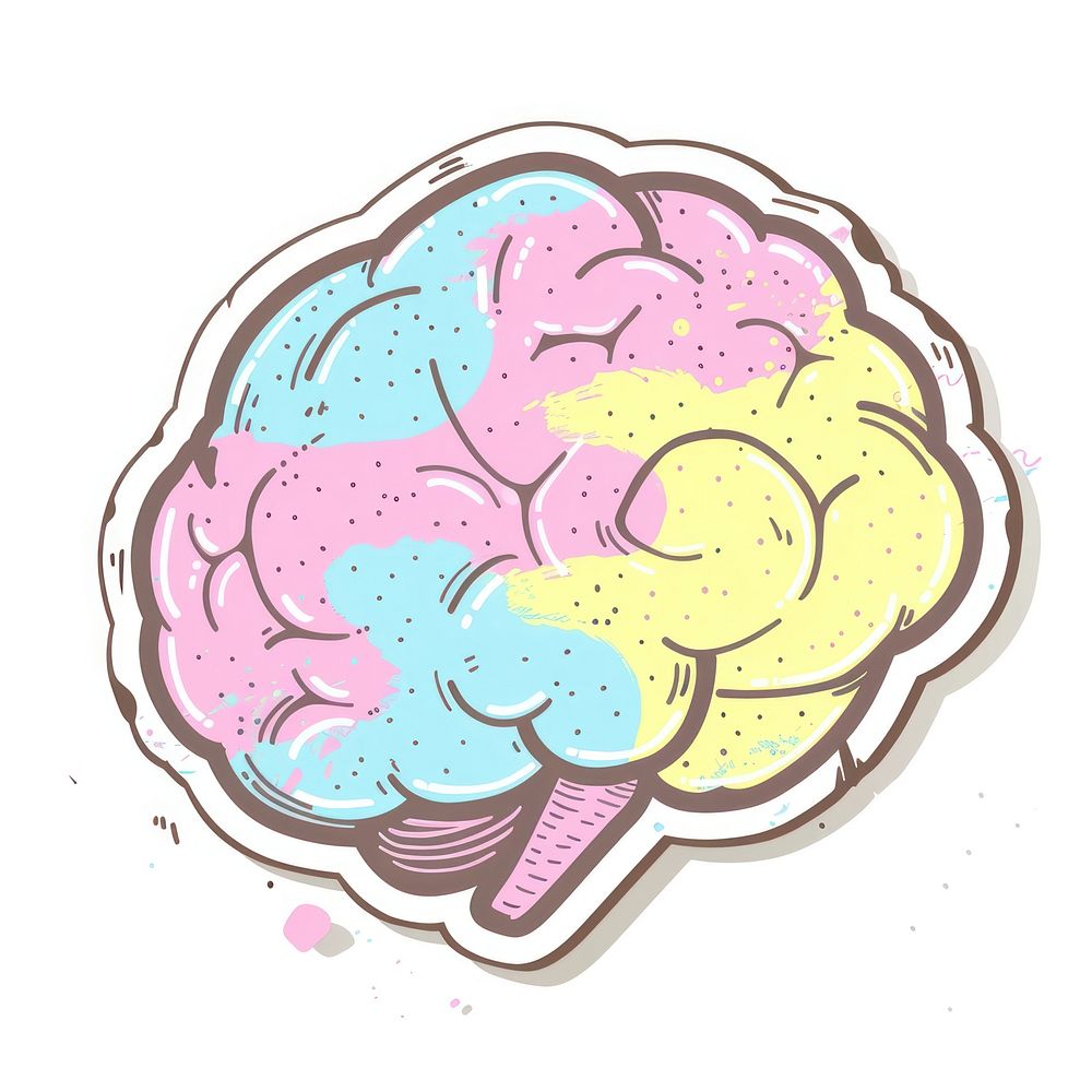 Brain icon Risograph style drawing | Free Photo Illustration - rawpixel