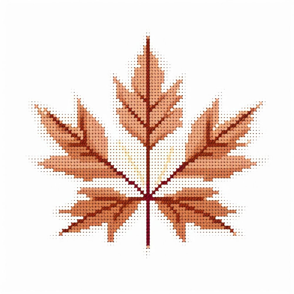 Cross stitch maple pattern plant | Free Photo Illustration - rawpixel
