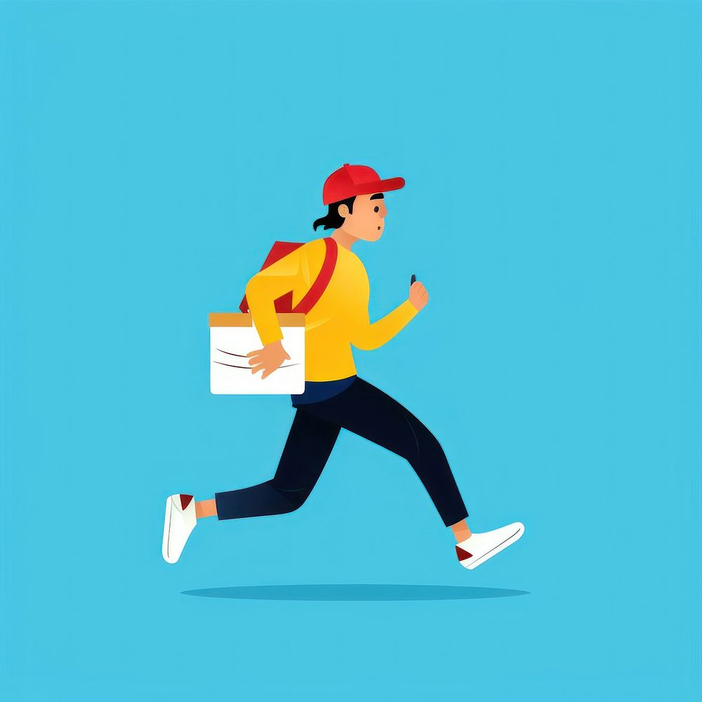 Delivery man running jogging cartoon | Free Photo Illustration - rawpixel