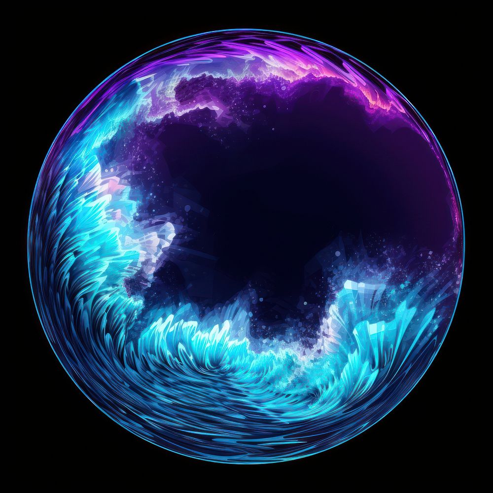 Neon ocean circle astronomy sphere | Free Photo Illustration - rawpixel