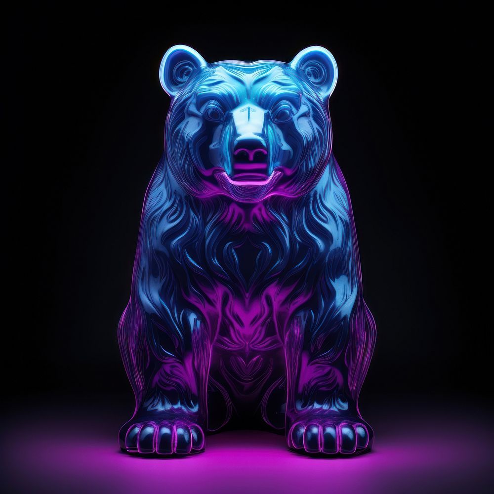 Neon bear purple mammal light. | Free Photo Illustration - rawpixel