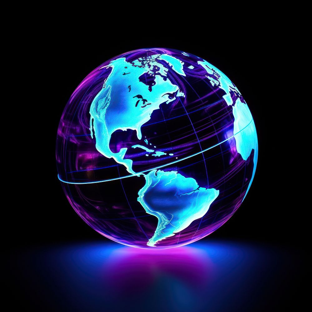 Neon earth sphere planet light. | Free Photo Illustration - rawpixel