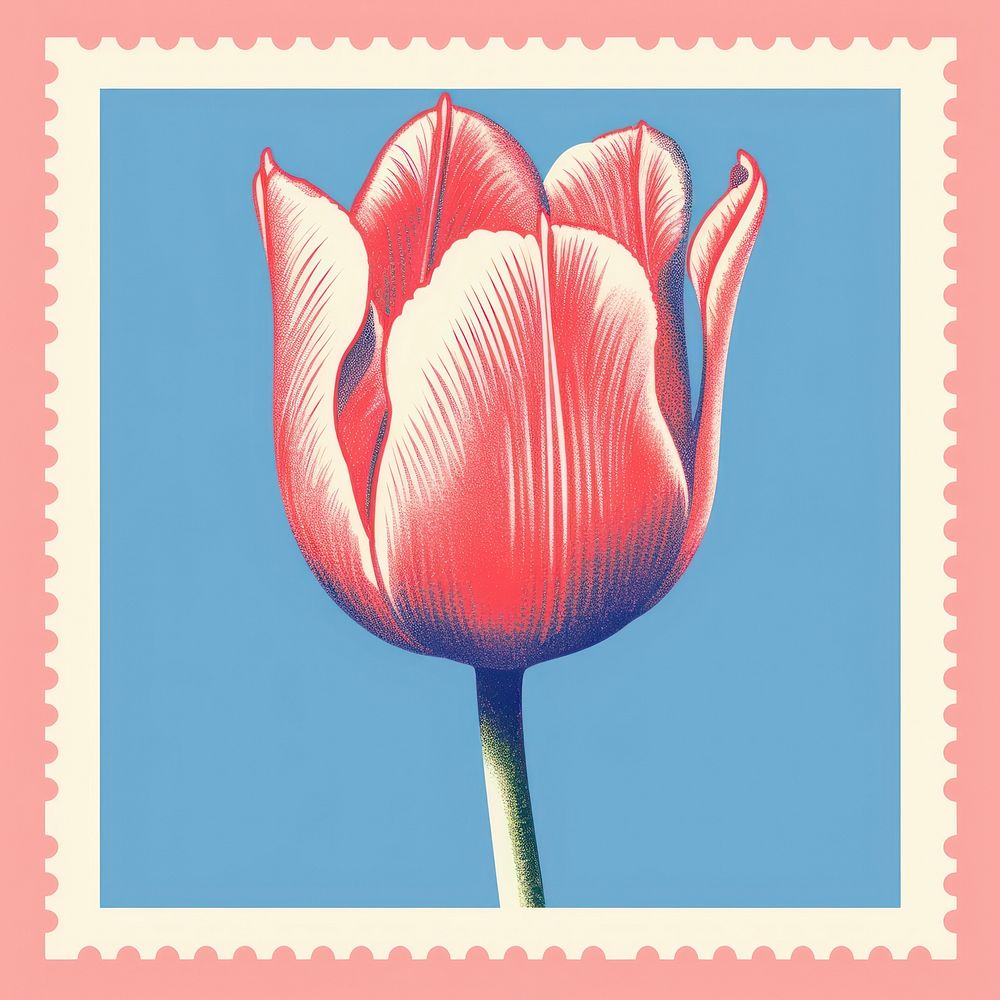 Tulip Risograph style flower petal | Premium Photo Illustration - rawpixel