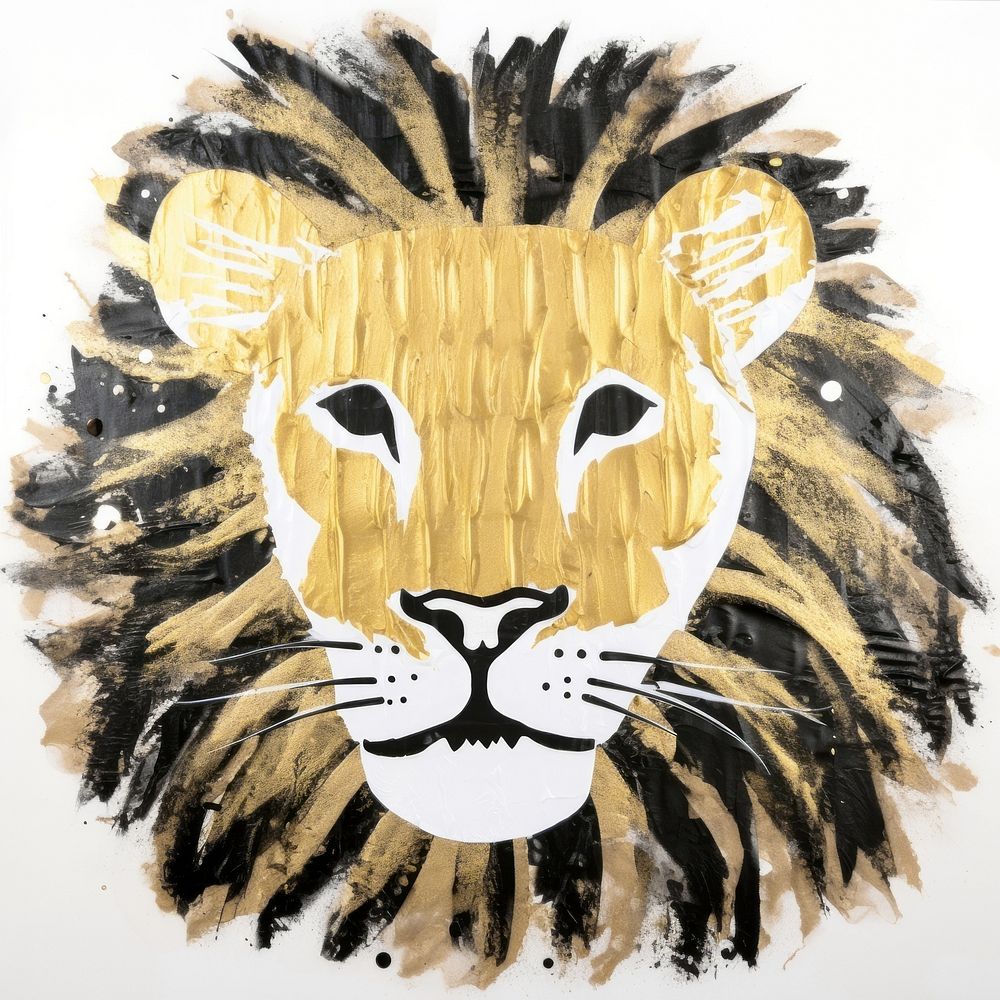 Lion ripped paper painting mammal | Free Photo Illustration - rawpixel