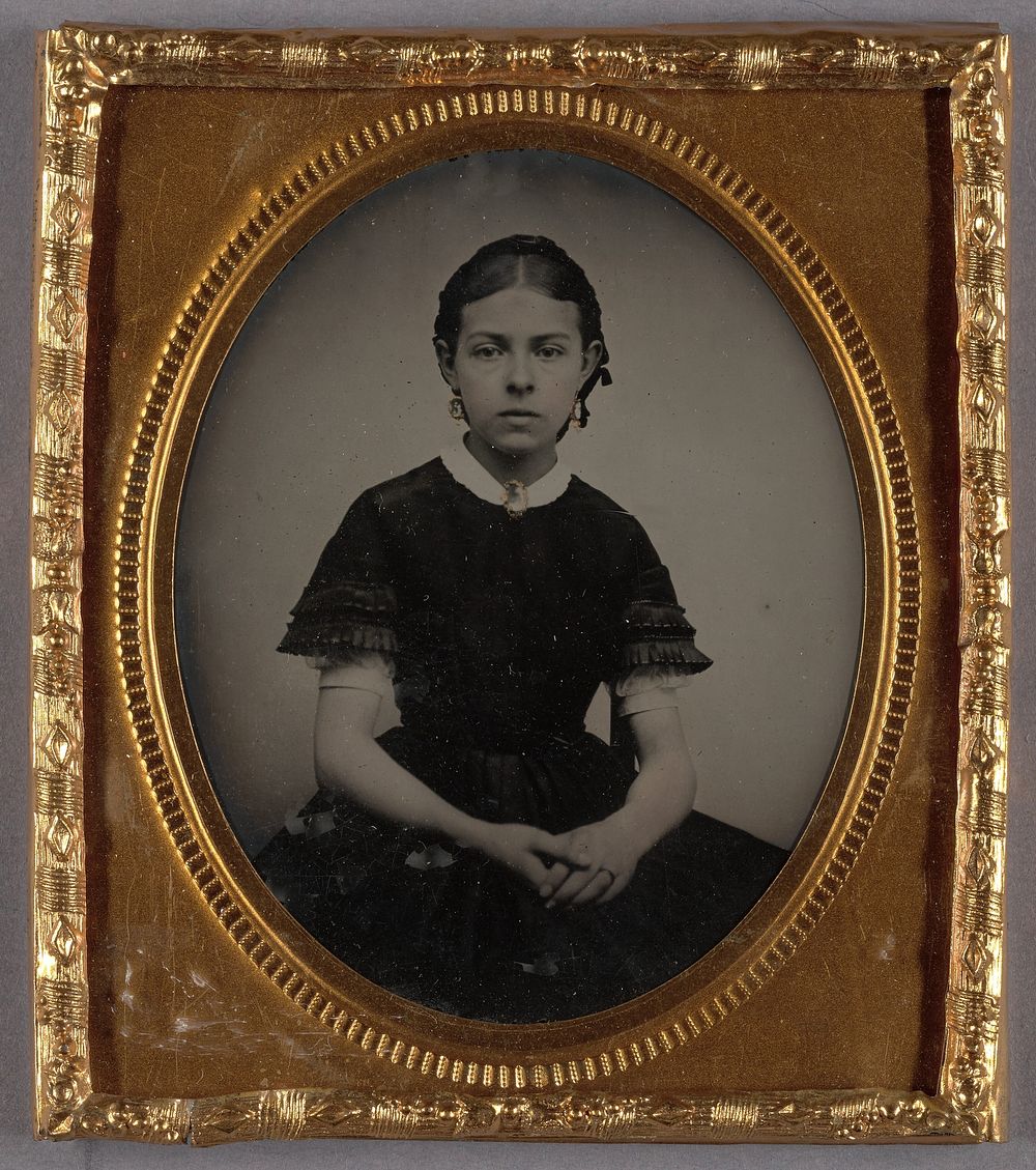 Portrait Seated Woman Wearing Brooch | Free Photo - rawpixel