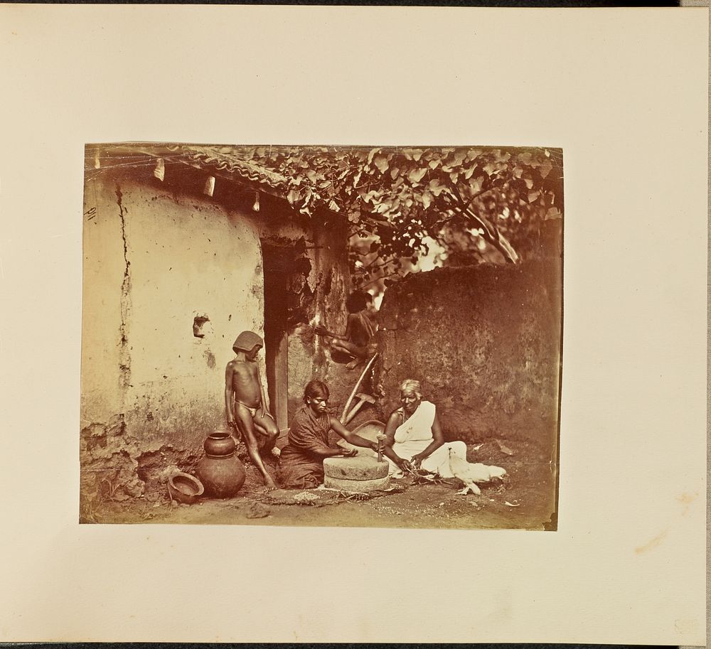 Women Grinding Meal Boys Willoughby | Free Photo Illustration - rawpixel
