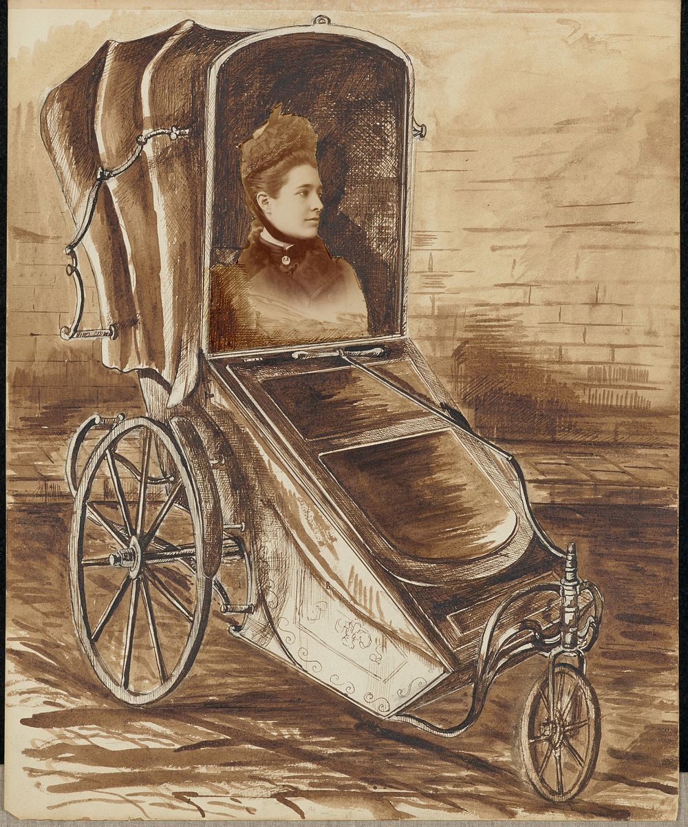 Woman in a three-wheel carriage | Free Photo Illustration - rawpixel
