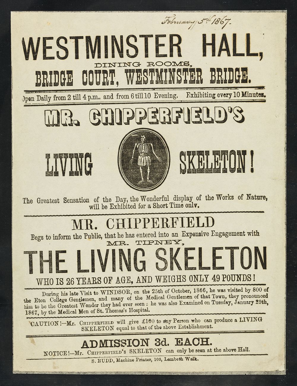 [Undated, illustrated handbill (February 1867) | Free Photo ...