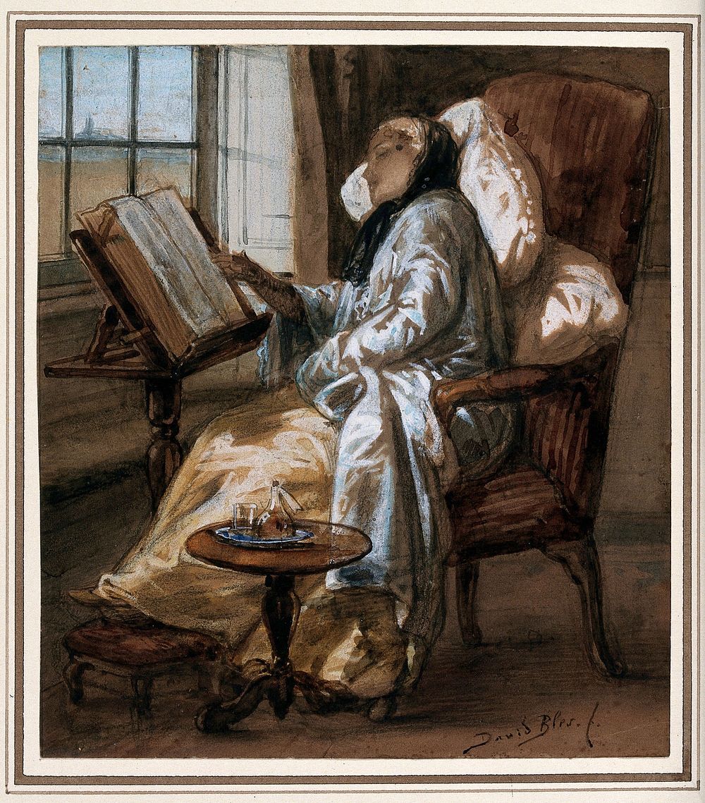 convalescent young woman reading. Gouache | Free Photo Illustration ...