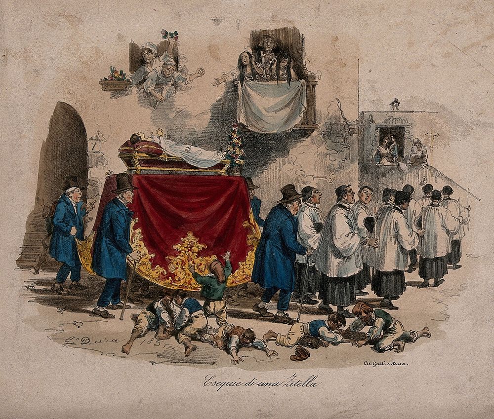 funeral procession carrying corpse unmarried | Free Photo Illustration ...