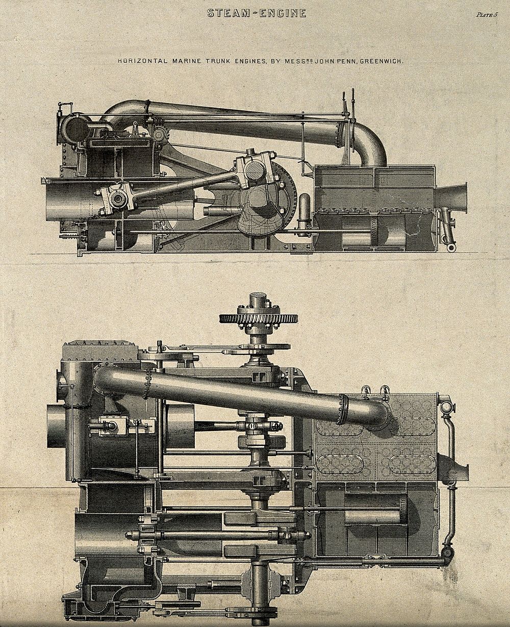 Engineering: steam engine. Engraving c.1861. | Free Photo Illustration ...