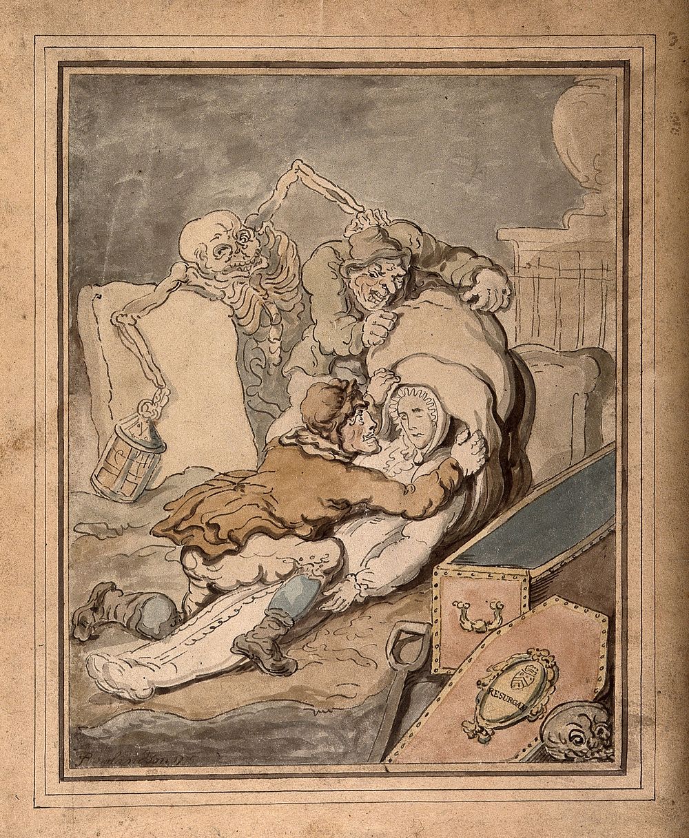 Two men placing shrouded corpse | Free Photo Illustration - rawpixel