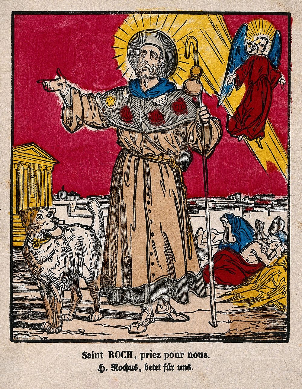 Saint Roch. Coloured woodcut. | Free Photo Illustration - rawpixel