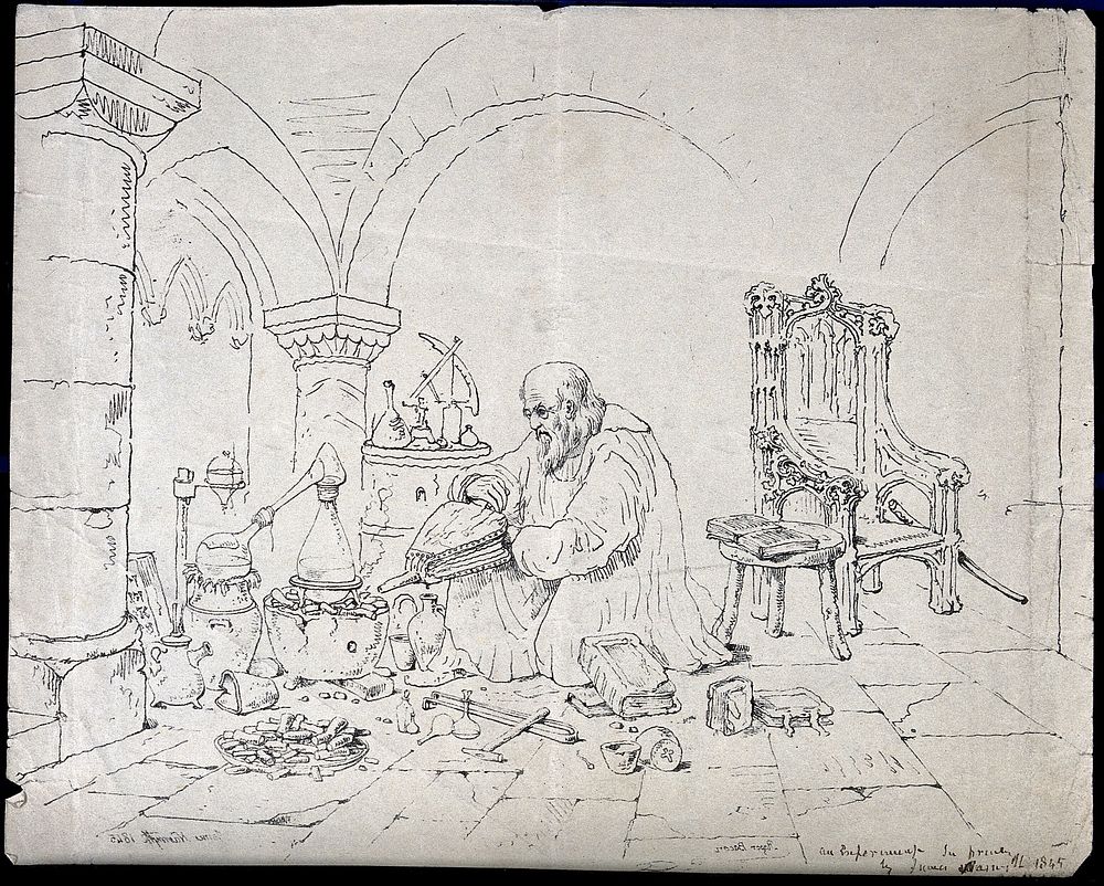 Roger Bacon conducting an alchemical | Free Photo Illustration - rawpixel