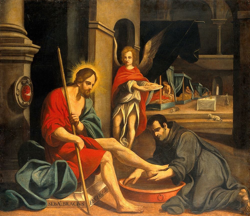 Franciscan friar washing Christ's feet | Free Photo Illustration - rawpixel
