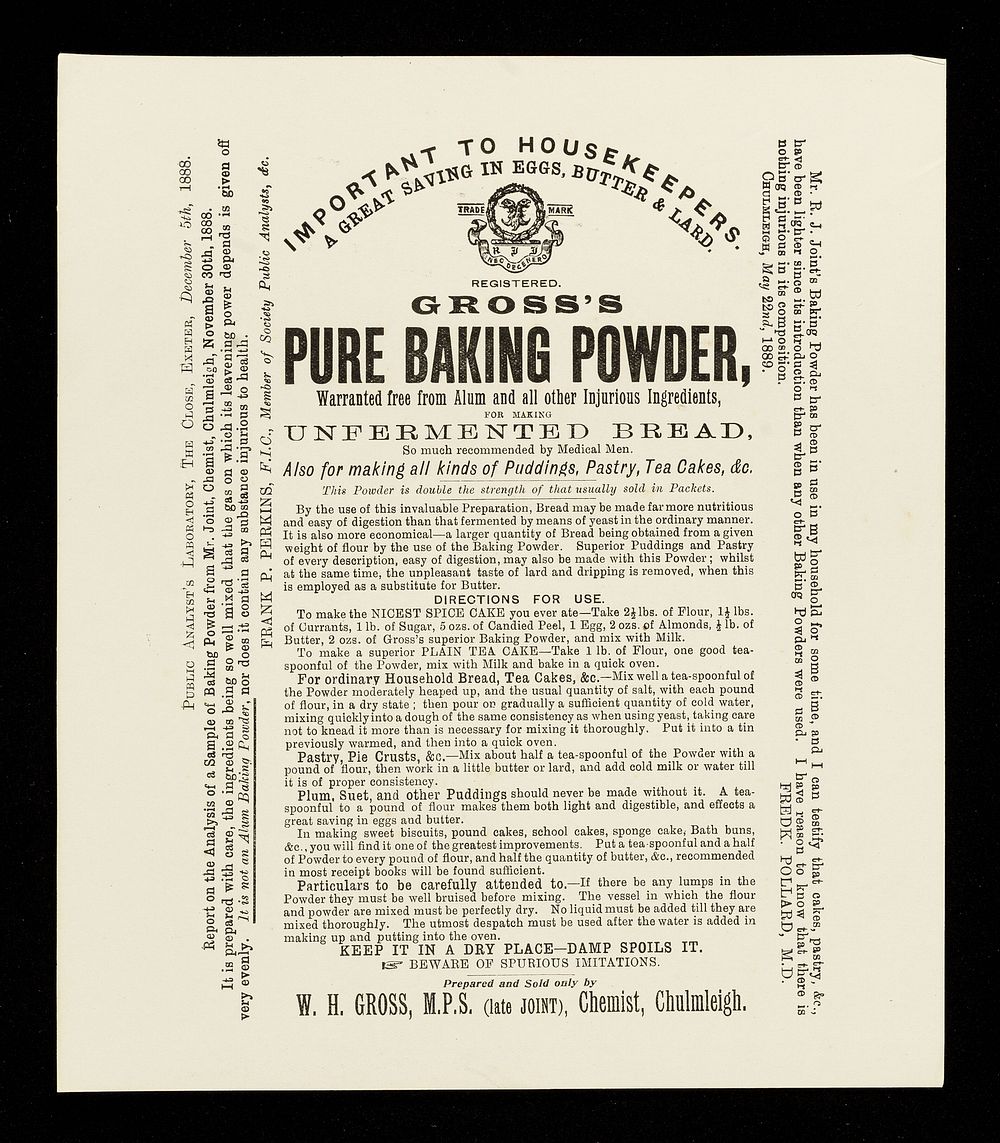 Gross's pure baking powder : | Free Photo Illustration - rawpixel