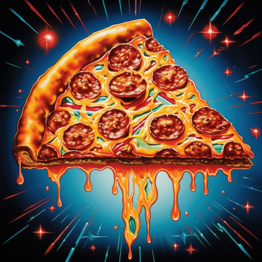 Airbrush art pizza food advertisement | Free Photo Illustration - rawpixel
