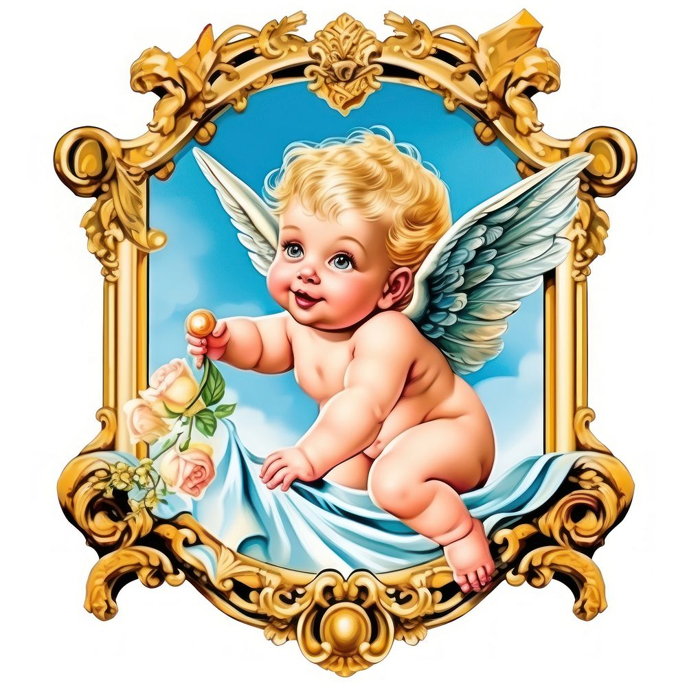 Cherub printable sticker portrait angel | Free Photo Illustration ...