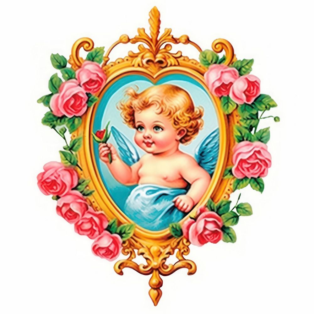 Cherub printable sticker art pattern | Free Photo Illustration - rawpixel