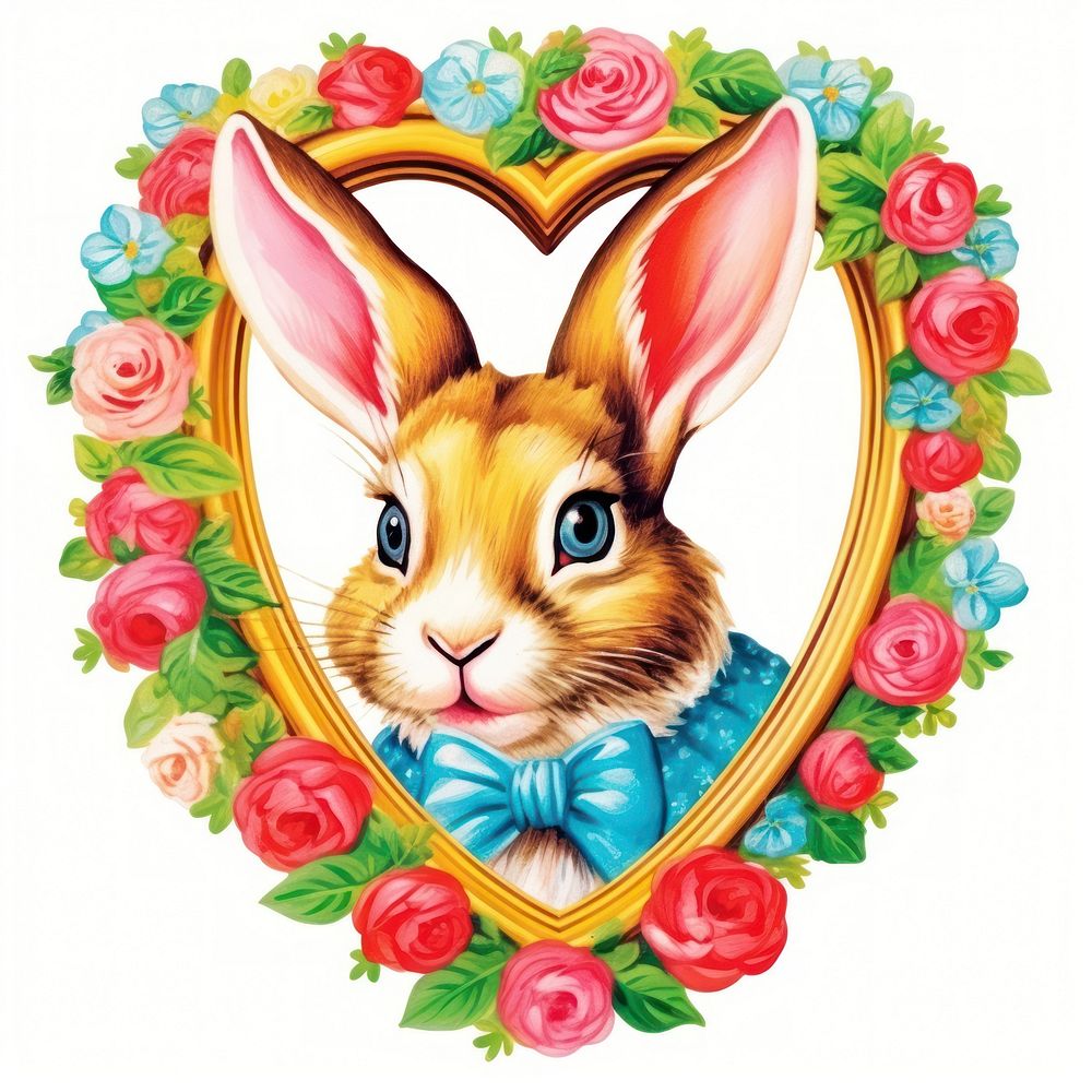 White rabbit printable sticker pattern | Premium Photo Illustration ...