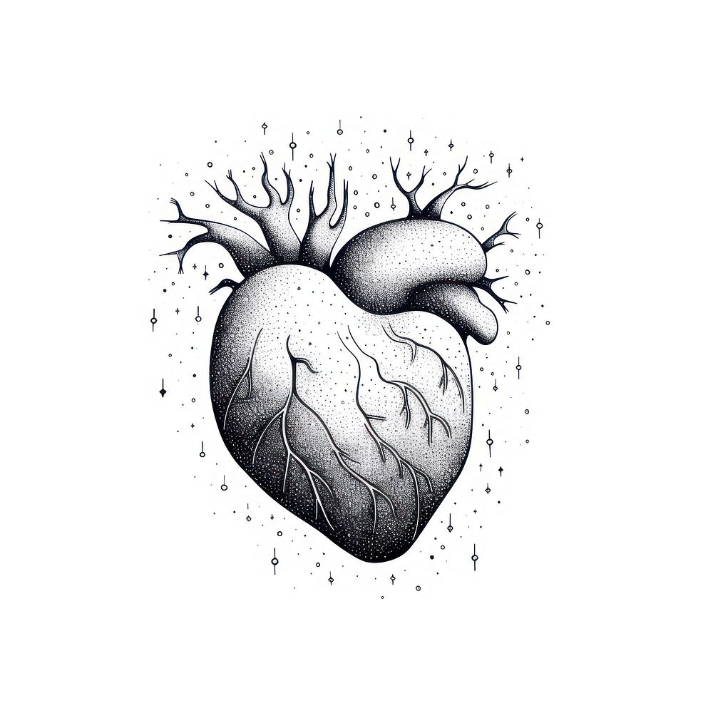 Human heart celestial drawing sketch | Premium Photo Illustration ...
