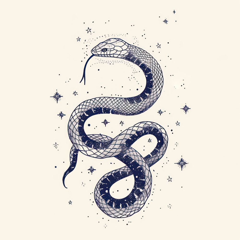 Snake celestial drawing reptile sketch. | Free Photo Illustration ...