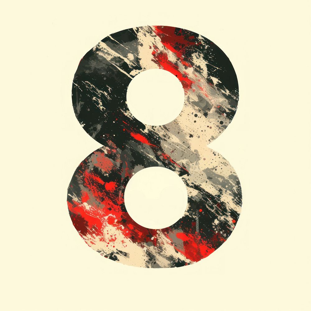 Number 8 alphabet font splattered. | Free Photo Illustration - rawpixel