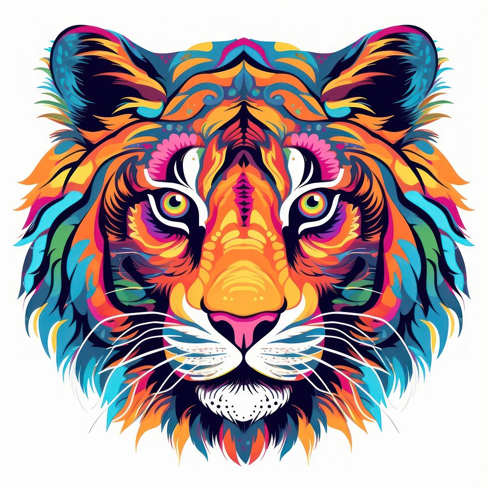 Tiger mask graphics drawing animal. | Free Photo Illustration - rawpixel