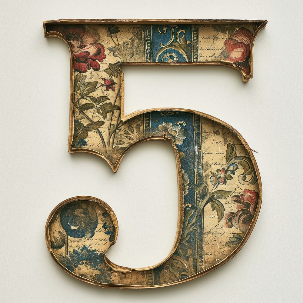 Vintage Alphabet Number 5 number | Free Photo Illustration - rawpixel