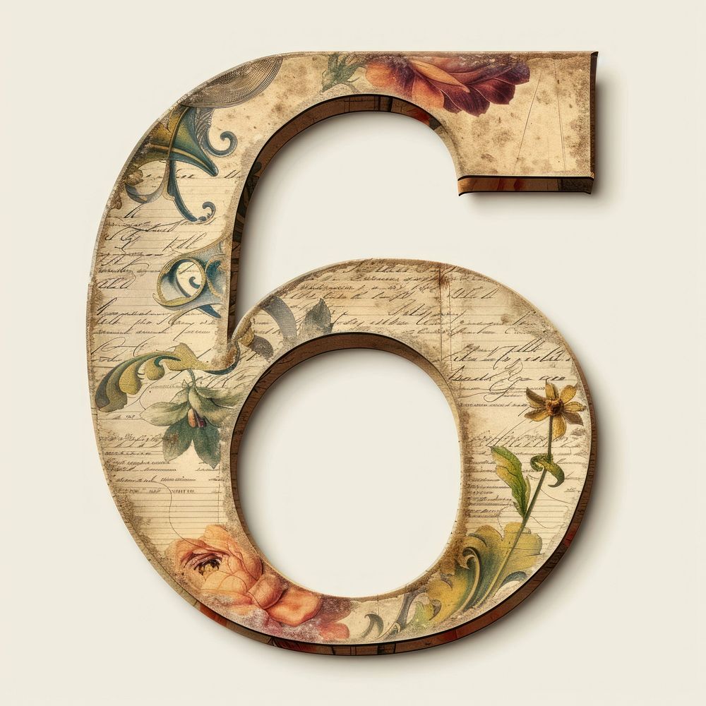 Vintage Alphabet Number 6 number | Free Photo Illustration - rawpixel