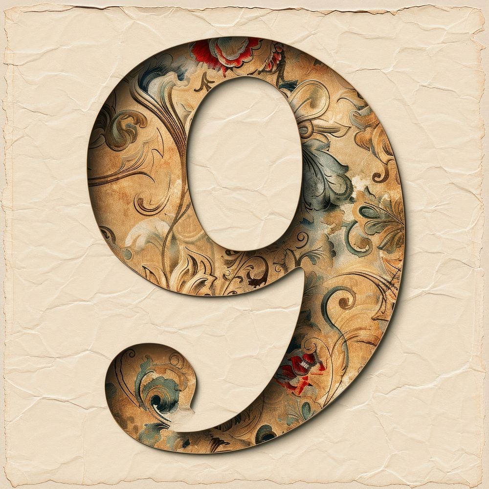 Vintage Alphabet Number 9 number | Free Photo Illustration - rawpixel