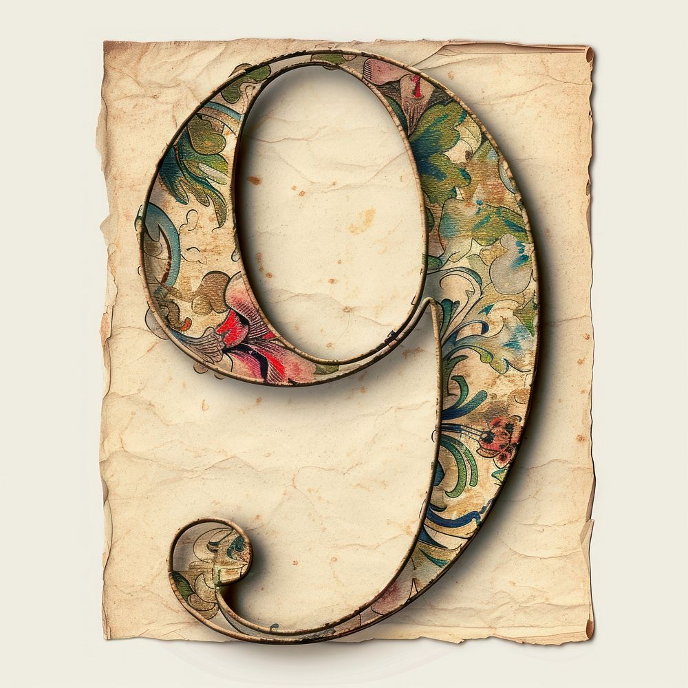 Vintage Alphabet Number 9 art | Free Photo Illustration - rawpixel