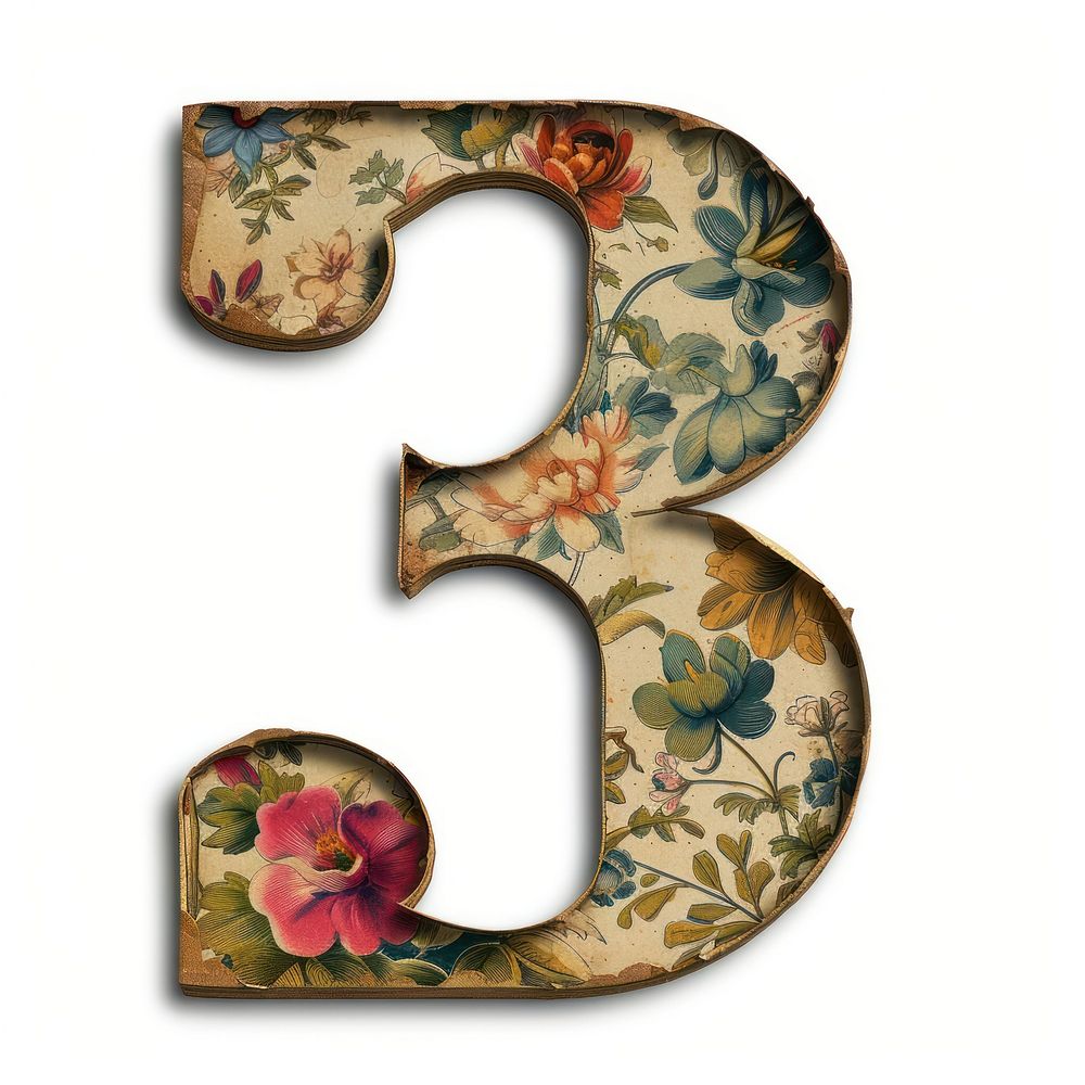 Vintage Alphabet Number 3 number | Free Photo Illustration - rawpixel