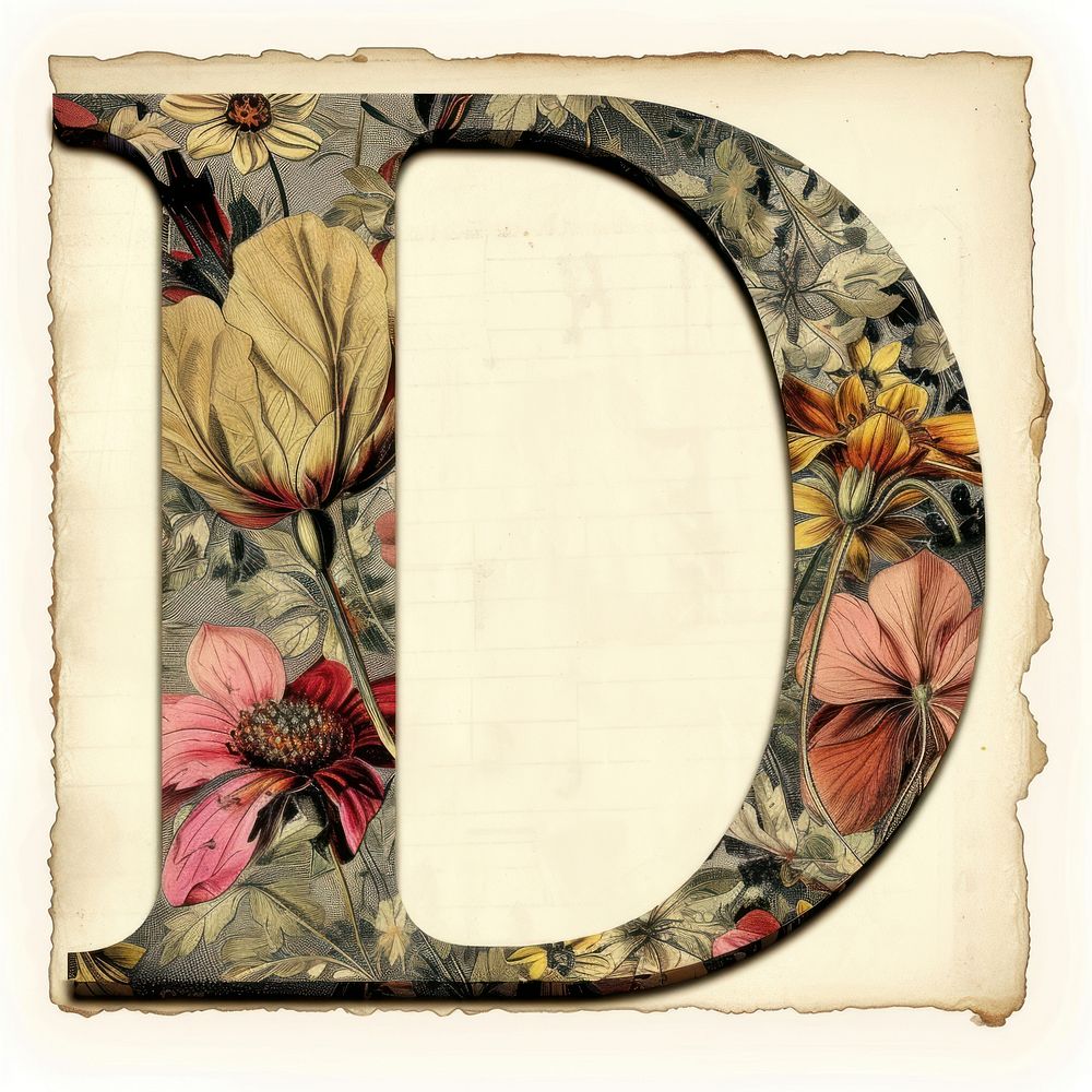 Vintage Alphabet D art pattern | Premium Photo Illustration - rawpixel