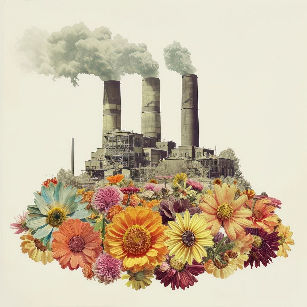 Paper collage factory flower art | Premium Photo Illustration - rawpixel