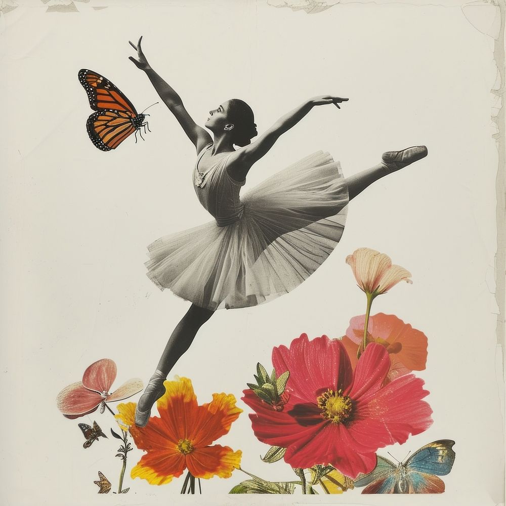 Collage ballet girl dancing flower | Free Photo Illustration - rawpixel
