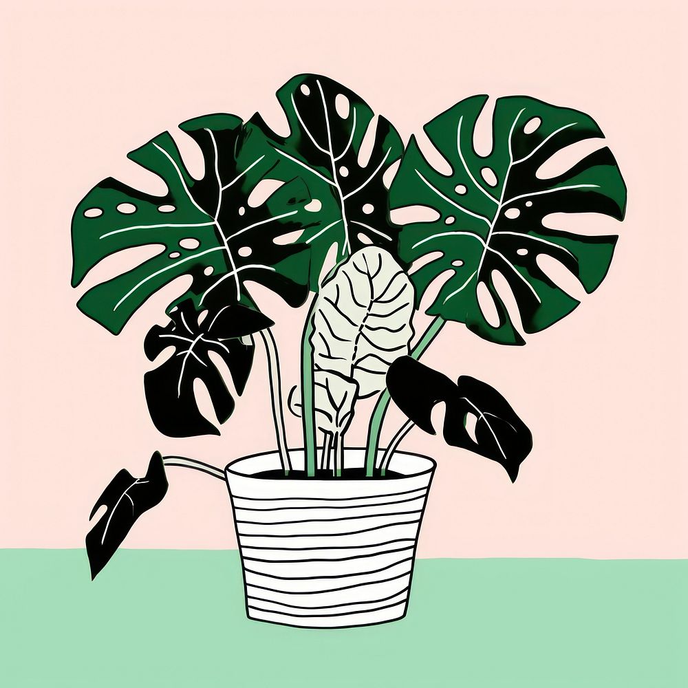 Monstera plant cartoon leaf day | Premium Photo Illustration - rawpixel