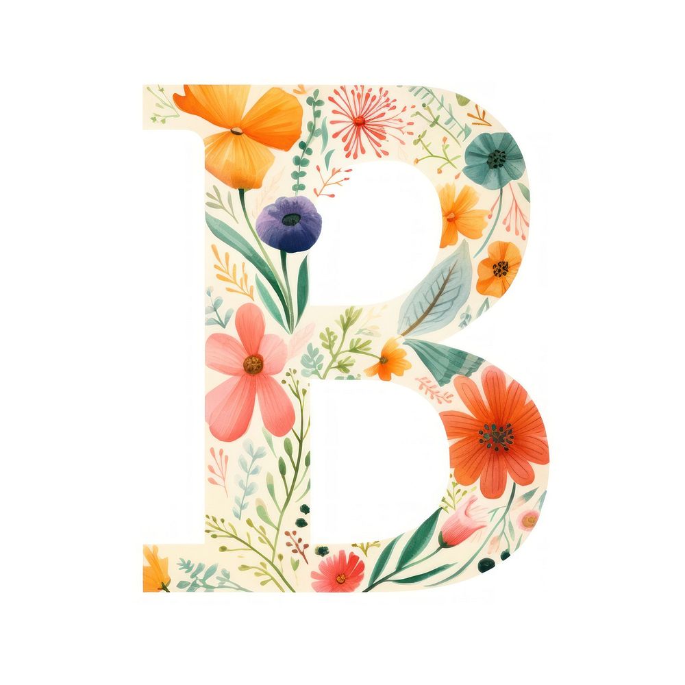 Floral alphabet B pattern flower | Free Photo Illustration - rawpixel