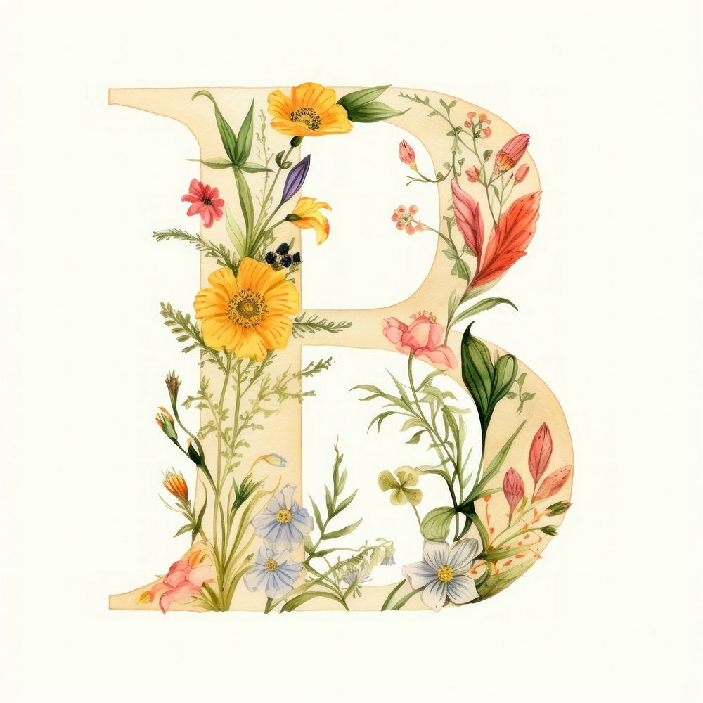 Floral alphabet B flower art | Premium Photo Illustration - rawpixel
