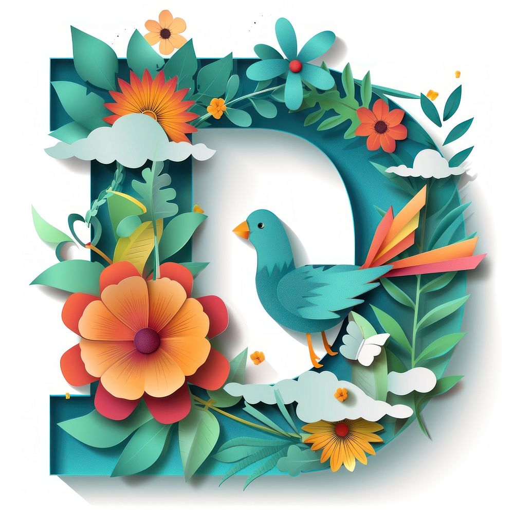 Letter D font bird art. | Premium Photo Illustration - rawpixel