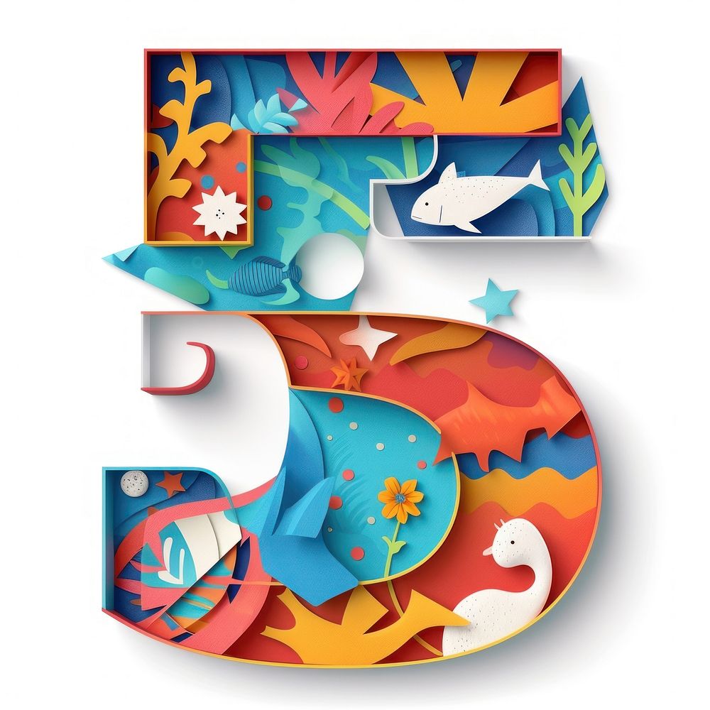 Letter 5 art shape font. | Premium Photo Illustration - rawpixel